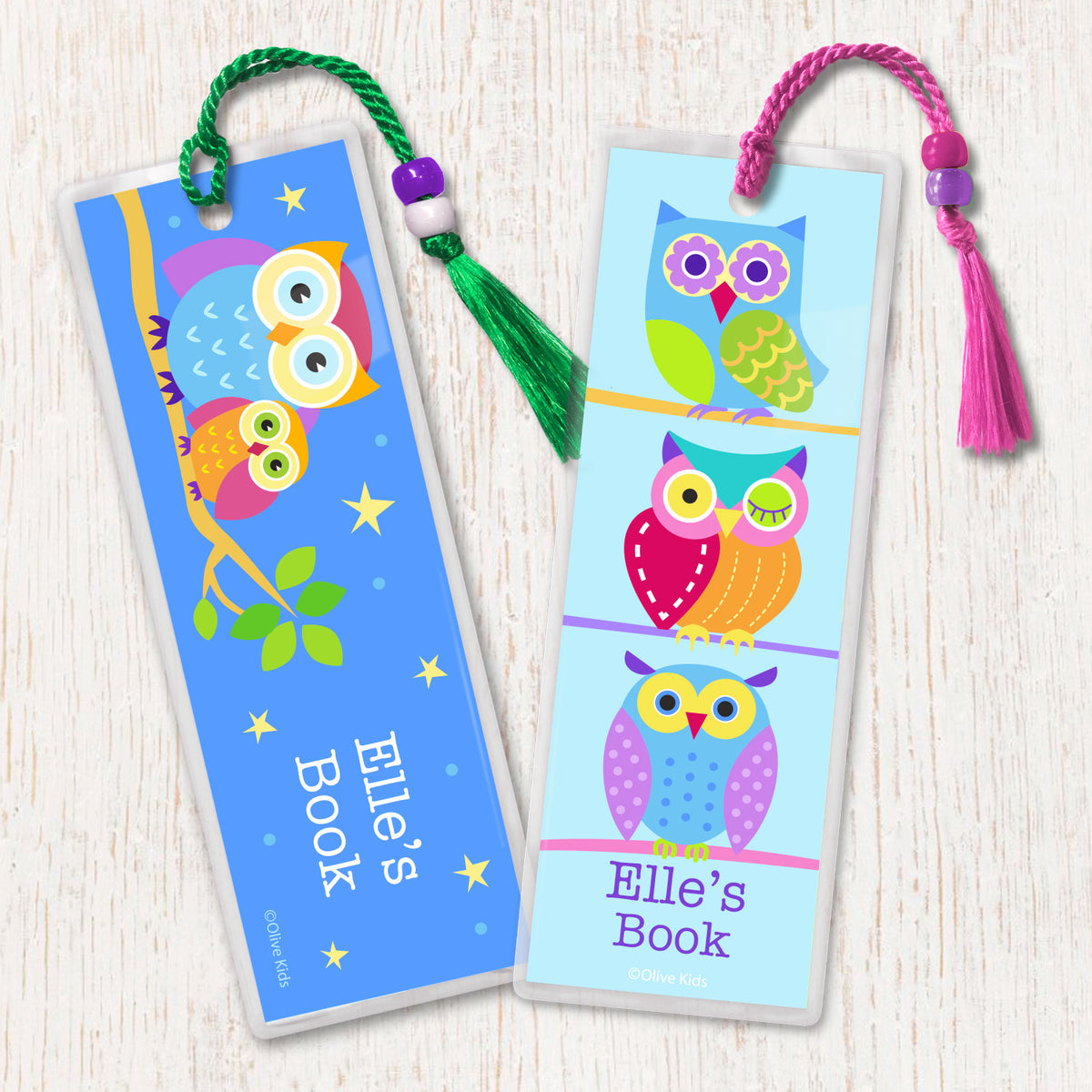 Owls Personalized Kids Bookmark Set – Art Appeel