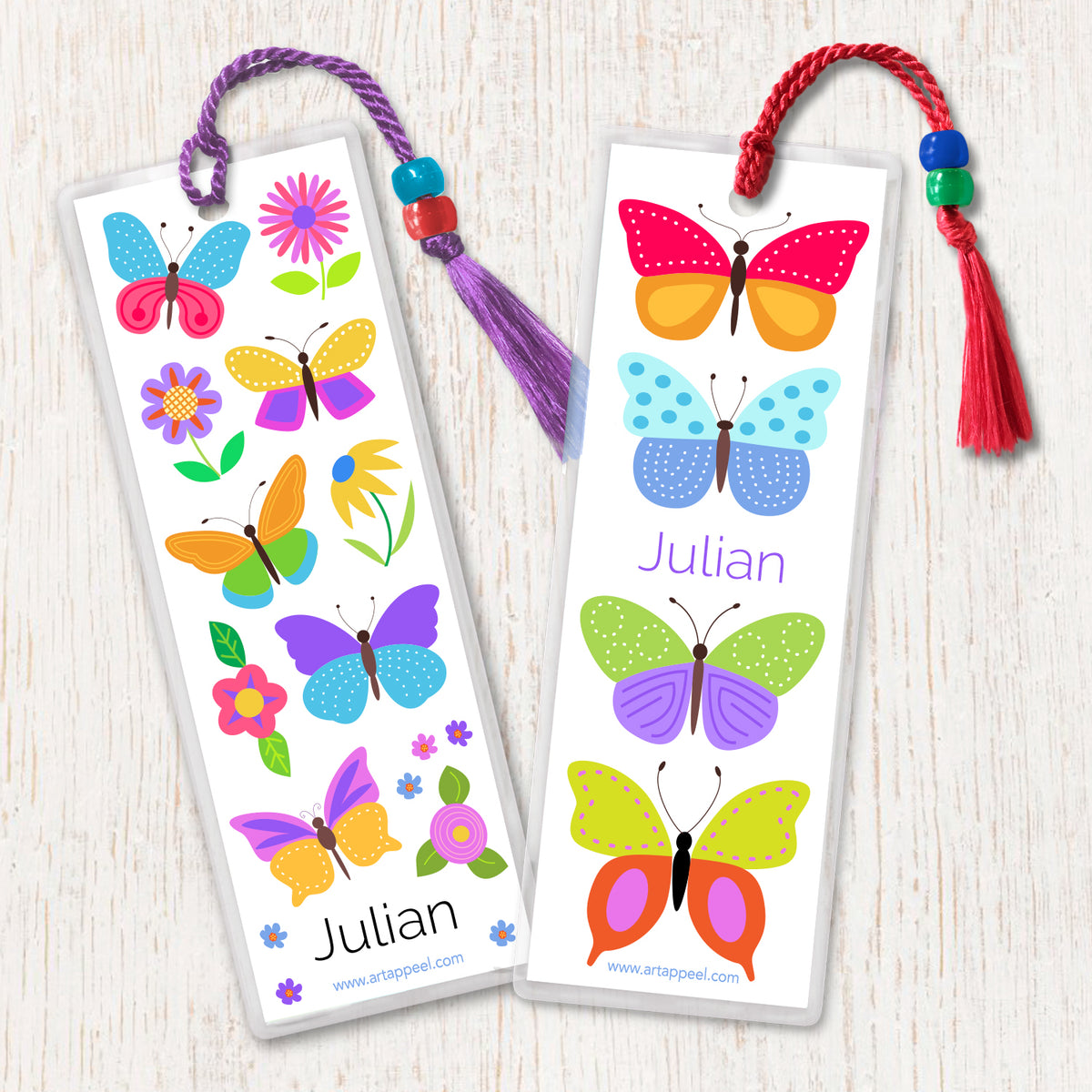 Butterfly Spring Personalized Kids Bookmark Set – Art Appeel