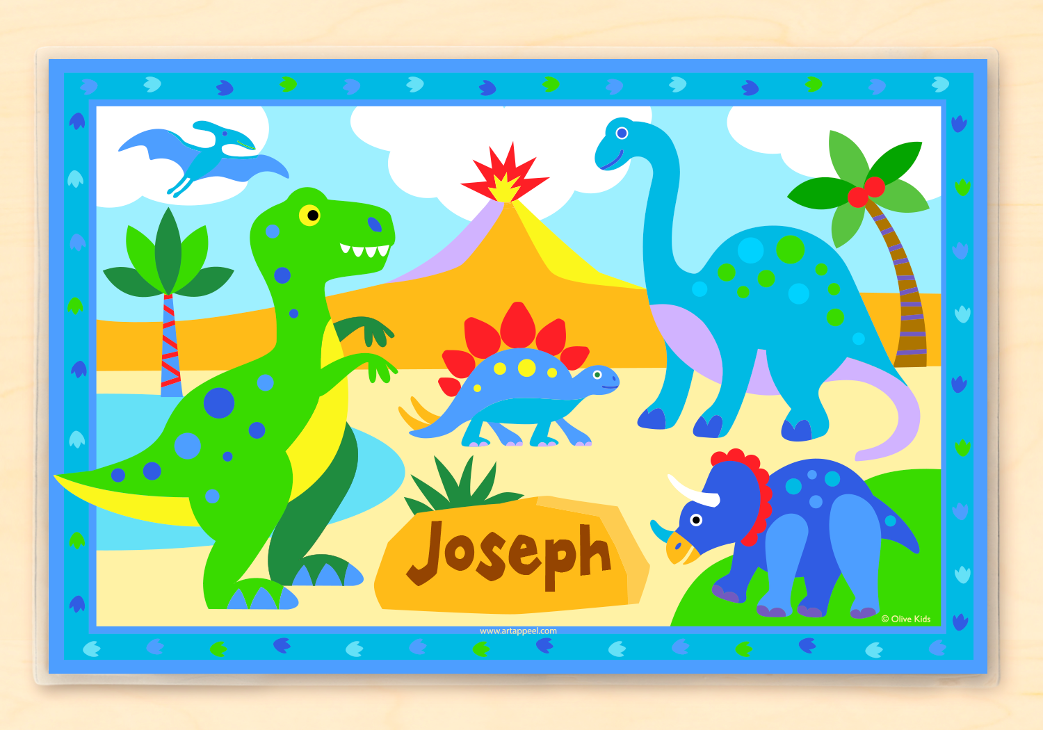 Dinosaur Personalized Kids Placemat – Art Appeel