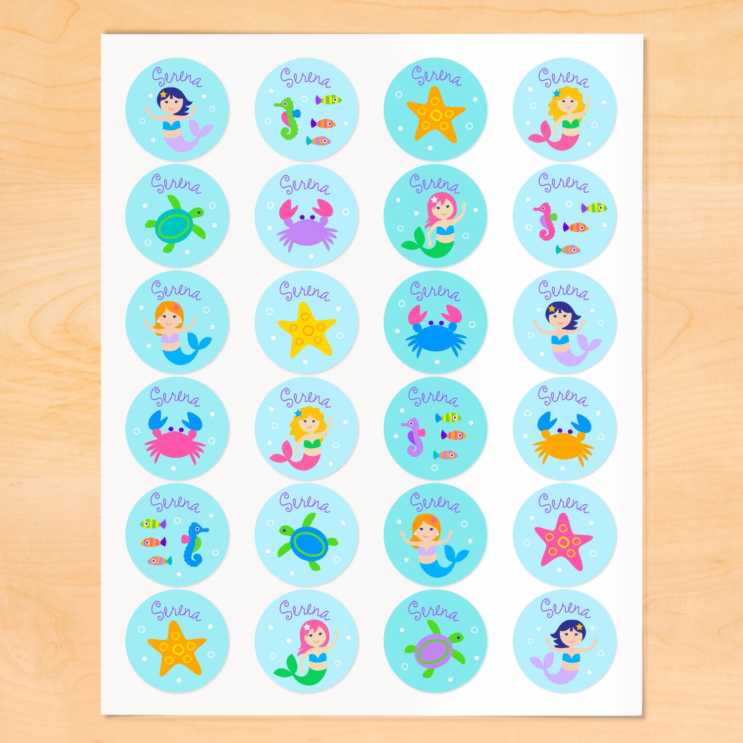 Mermaids Personalized Round Kids Waterproof Labels – Art Appeel