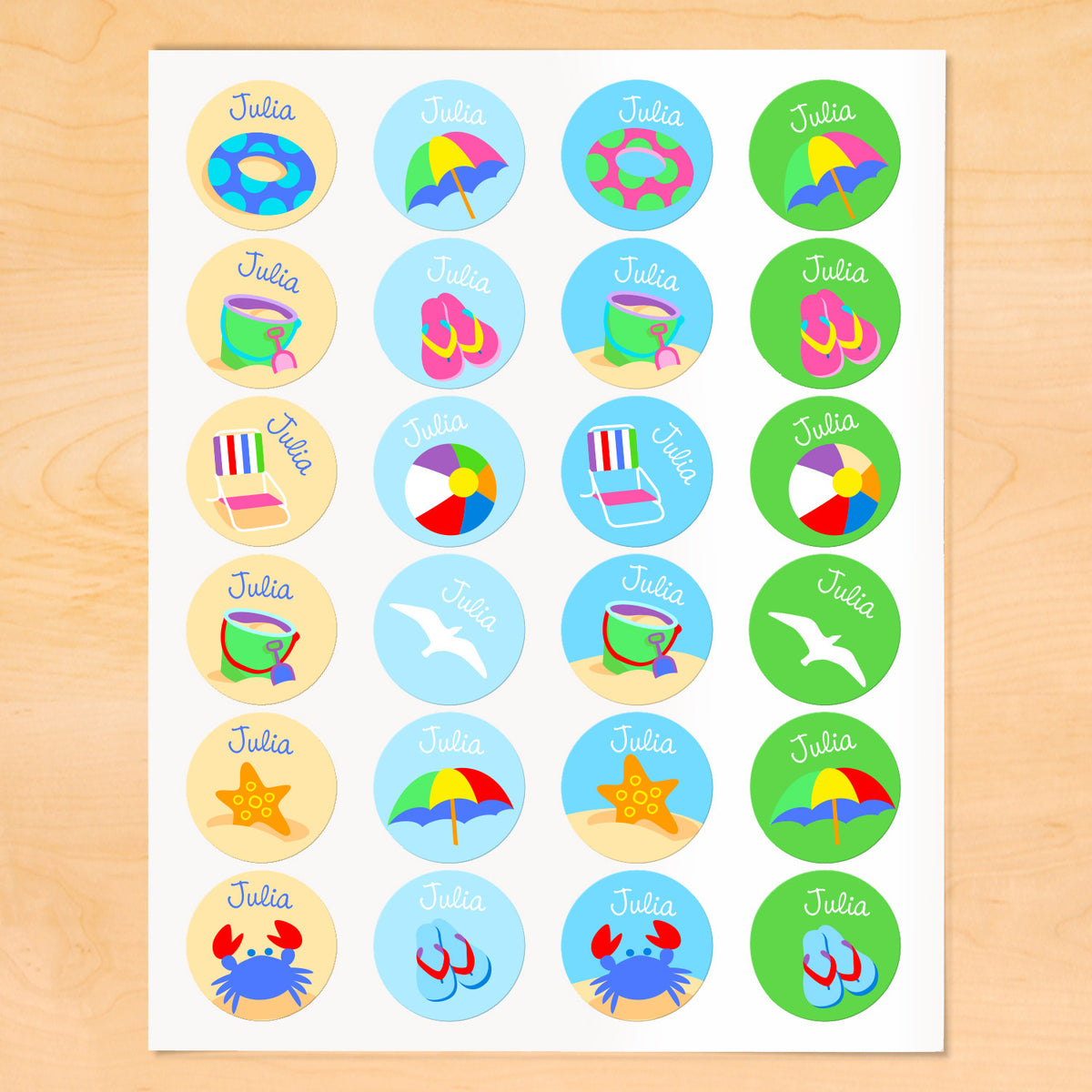 Summertime Personalized Round Kids Waterproof Labels – Art Appeel